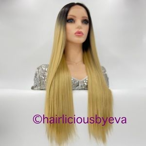 Hair | Golden Blonde Wig Ombr Lace Front Middle Part 26 Inch Long ...